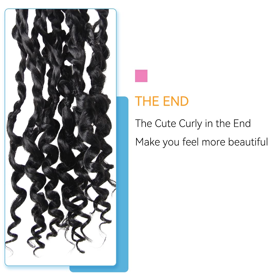 24 Inch Kai Twists Crochet Hair 8 Packs Pre-looped Mini Passion Twist Pre-twisted Long Soft Bohemian Twist Crochet Braids With Curly End (1B)