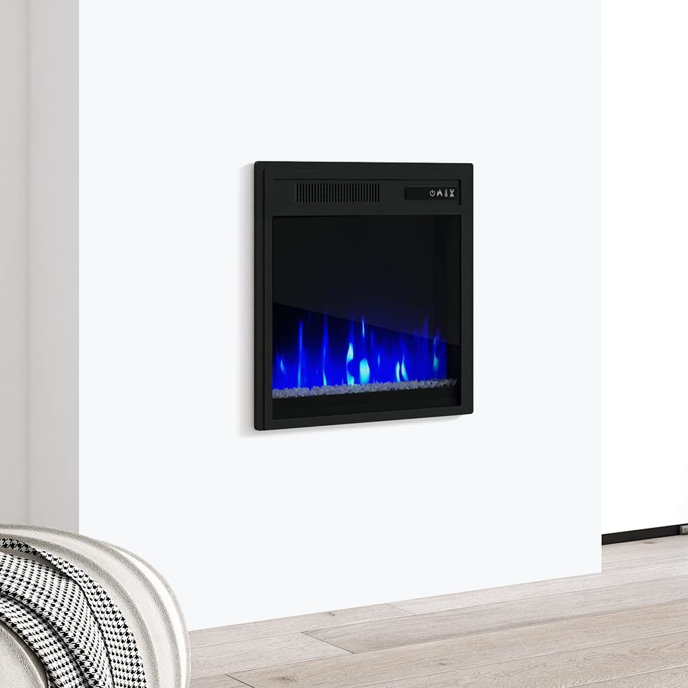 20" Electric Fireplace Wall Recessed Heater, 1500W/5100BTU (Black)