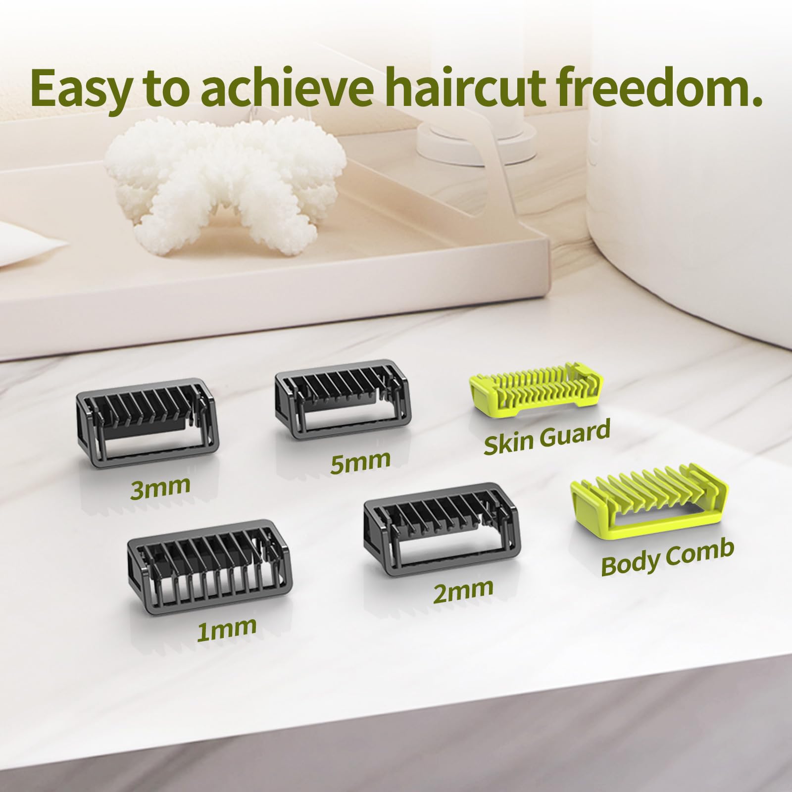 YINKE Guide Comb Body Skin For Philips OneBlade & One Blade Pro QP2520 QP2530 QP2620 QP2630 QP6510 QP6520 Face Hair Clippers Beard Trimmer Replacemen Pack Kit (6pc)