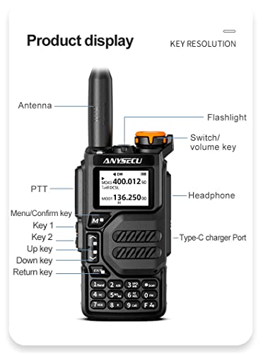 ANYSECU UV-K5 200Ch 5W Air Band Walkie Talkie UHF VHF DTMF FM Scrambler NOAA Weather