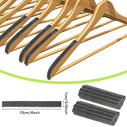 400 Count Tape Hanger Self Sticking Foam Hanger Protection Strips Adhesive Foam Strips Gray No Slip Hanger Strips Thin Hanger Grips Protection Garment Tape, Enough for 200 Hangers, 4 x 8/13 Inch