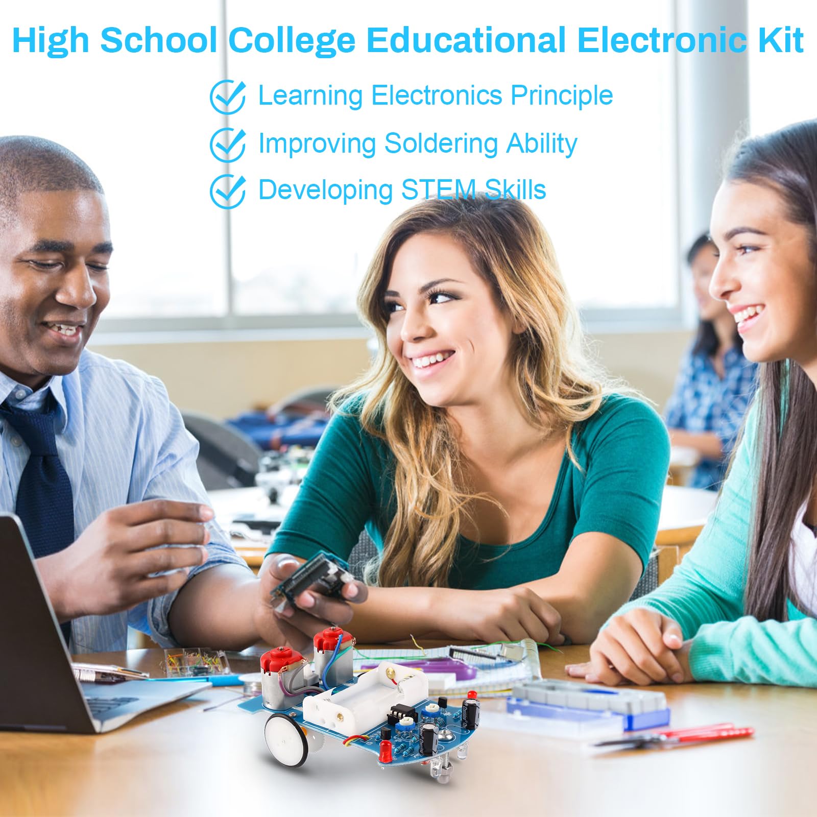 2 Pack, Practice Learning Kit Smart Car Soldering Project Kits Line Following Robot Kids DIY Electronics Education School Competition