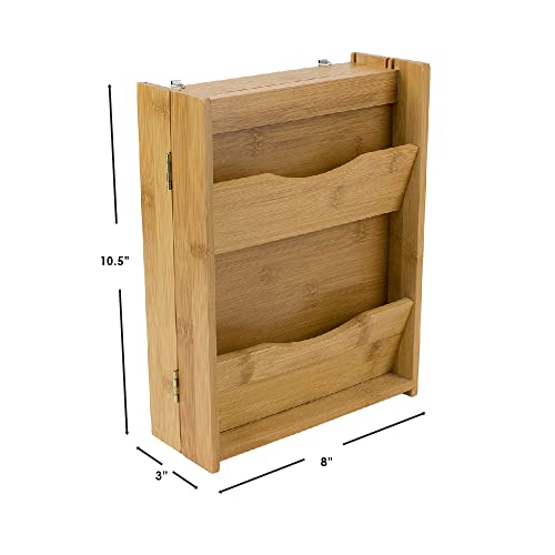 Bamboo Key and Mail Organizer For Wall ( Natural), By Home Basics | Mail Shelf Organizer With 6 Interior Key Hooks | Dual Compartment Small Mail Holder