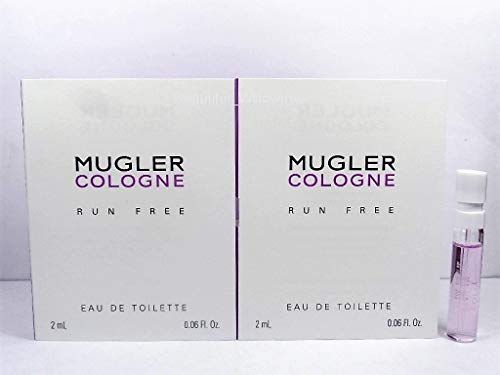 2 Thierry Mugler Cologne RUN FREE Eau De Toilette Spray Sample Vials .06 oz / 2 ml Each UNISEX (LOT OF 2) NEW