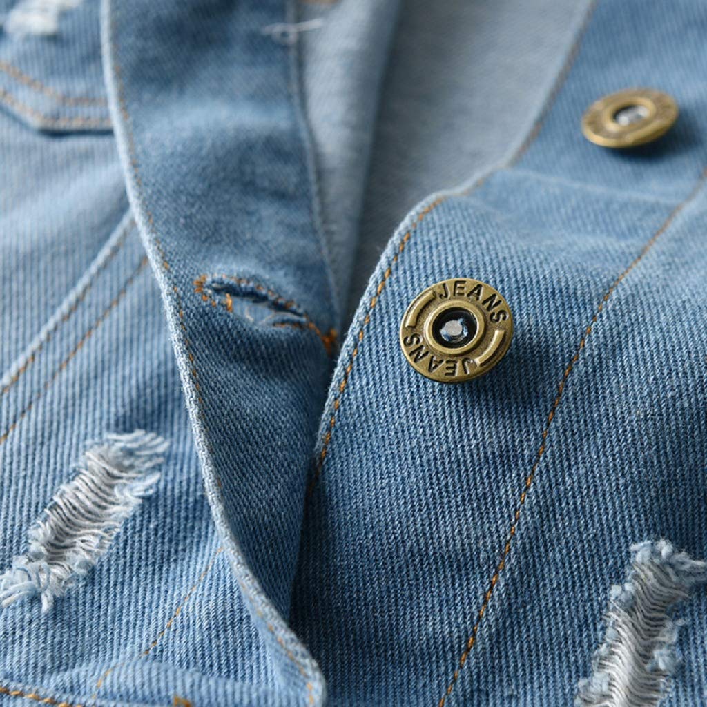 CM C&M WODRO Baby Boys Girls Denim Jacket Kids Toddler Button Down Jeans Jacket Top Coat Outerwear (Blue, 12-18 Months)