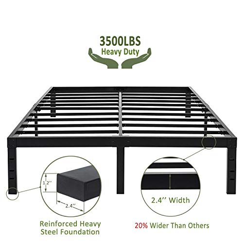 45MinST 18 Inch Maximum Storage Bed Frame/Reinforced Platform /3500lbs Heavy Duty/Easy Assembly/Mattress Foundation/Steel Slat/Noise Free, Queen