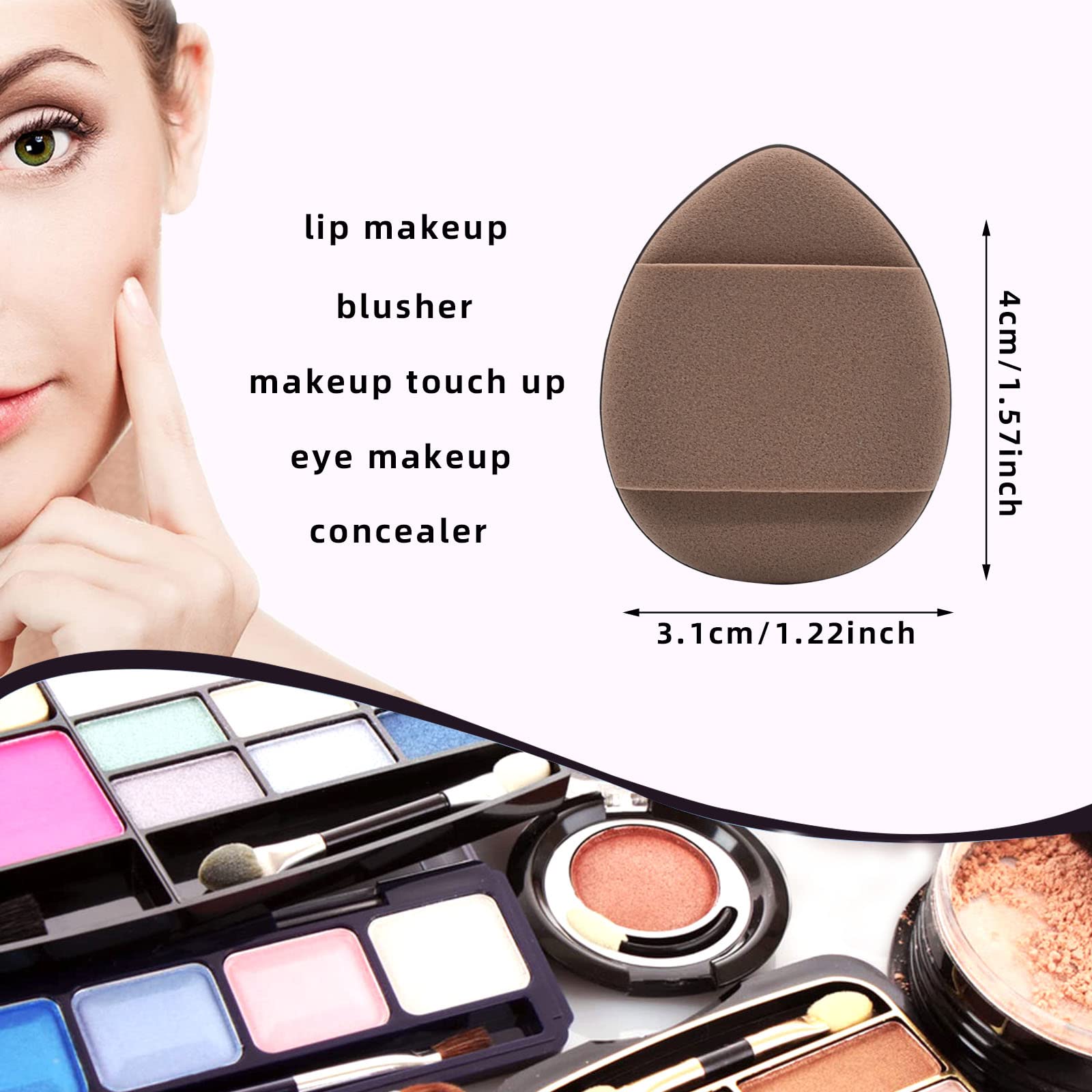 RUBIXIAN Finger Puff 4 Pcs Mini Triangle Makeup Puff for women Super Soft Beauty Makeup Tools Suitable for Loose and Body Powder (4 Color 1 Set)