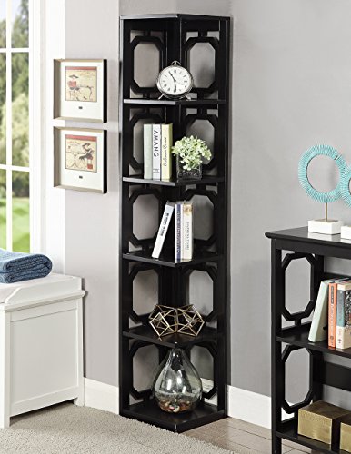 Convenience Concepts Omega 5 Tier Corner Bookcase, Black