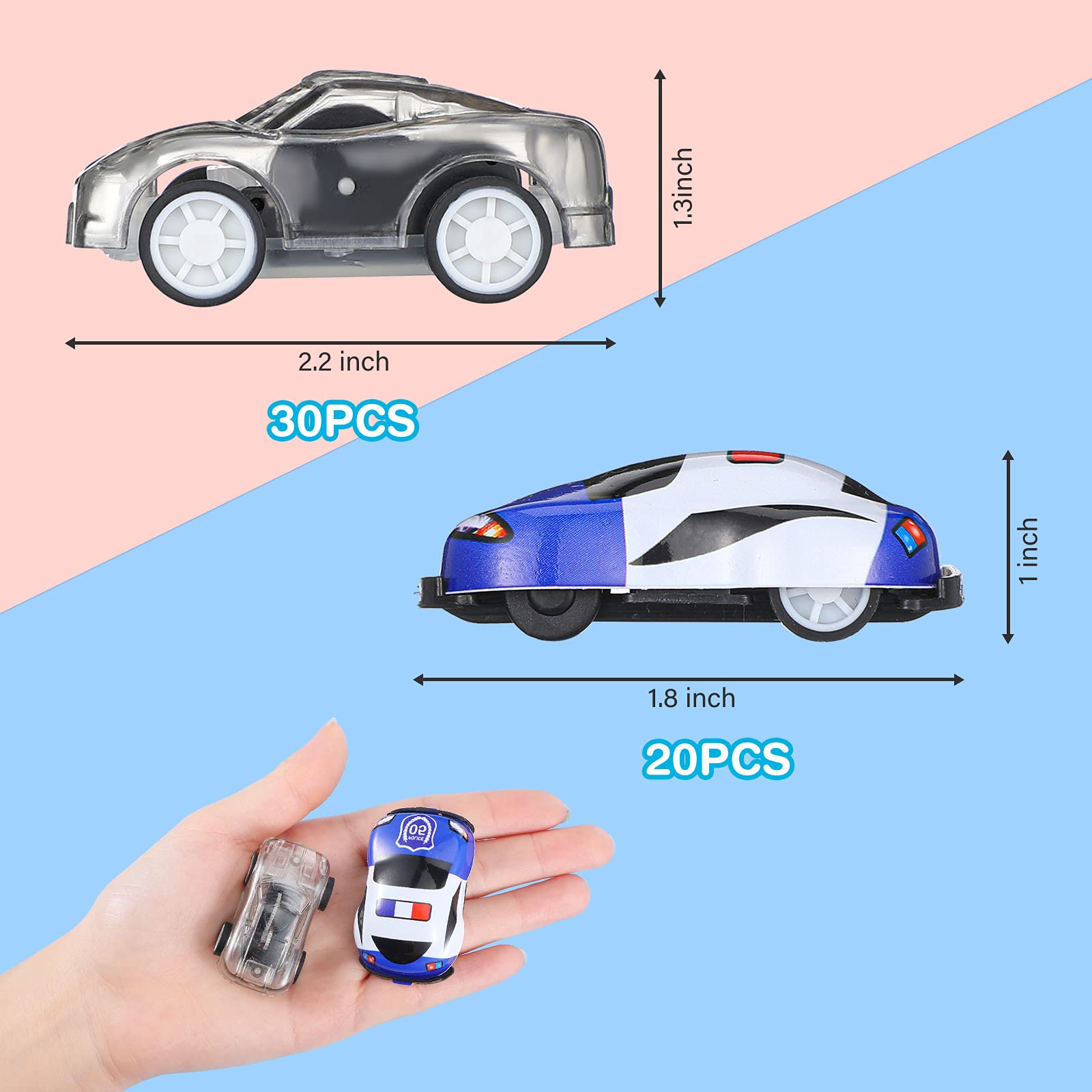 50 Pieces Pull Back Vehicles Set Friction Powered Racing Car Toy Small Pull Back Car Toys Push and Go Toy Cars for Game Supplies Birthday Party Favor (Assorted Style)