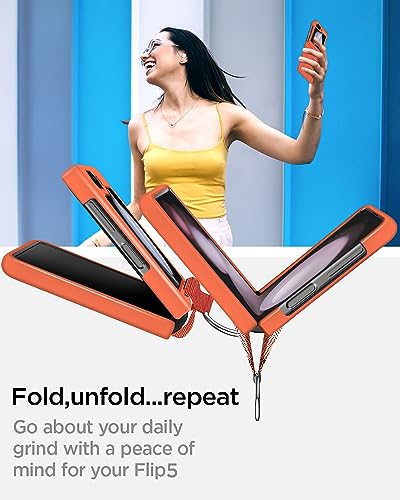 AICase for Samsung Galaxy Z Flip 5 Case with Ring, Protective Slim Thin Fit Women Girl Cute Phone Case for Samsung Galaxy Z Flip 5 5g, Orange