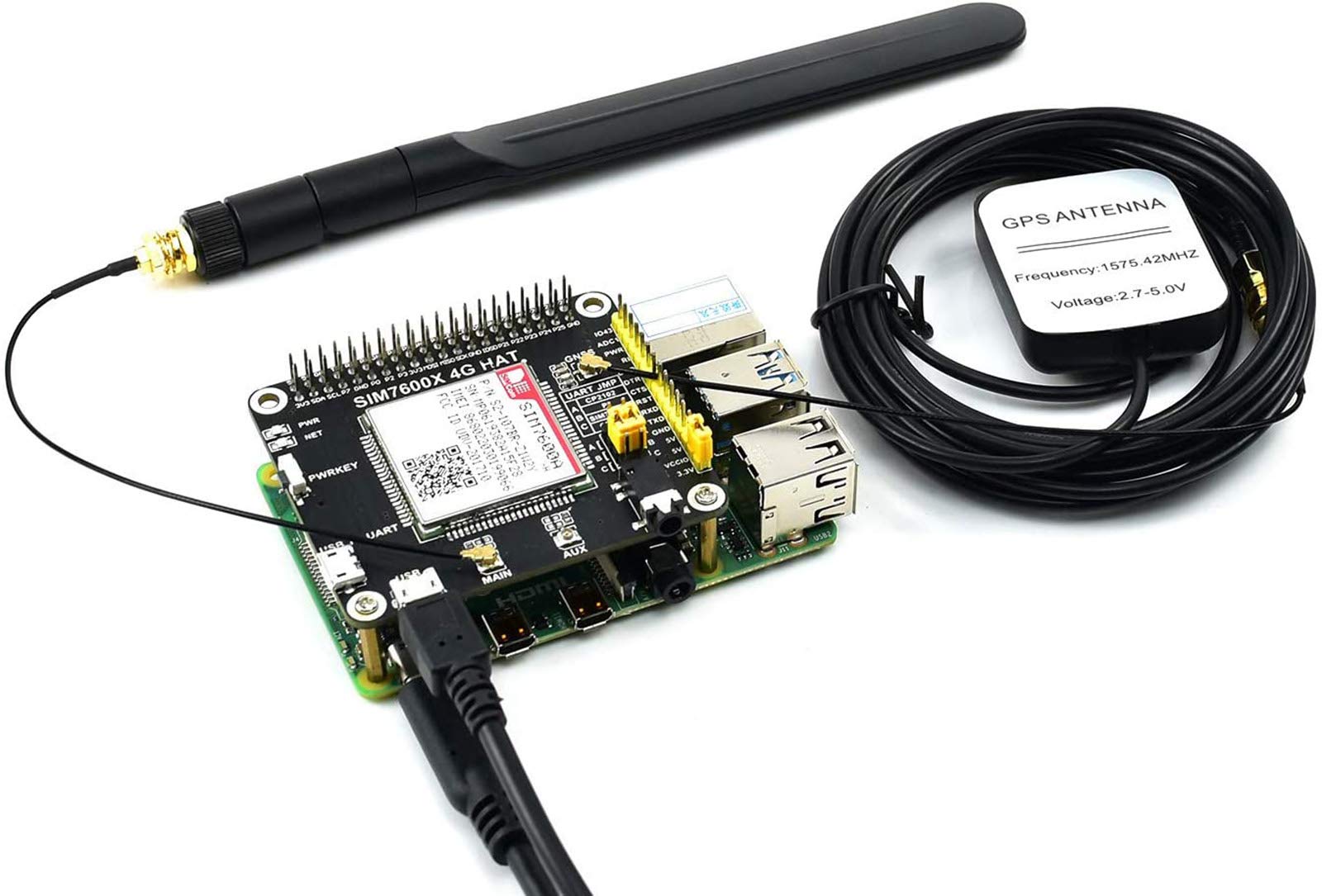Ingcool 4G/3G/GNSS HAT Module for Raspberry Pi 4B/3B+/3B/2B/Zero/Zero W/Zero WH,Jetson Nano, Based on SIM7600A-H, 4G/GNSS Module Support LTE CAT4 up to 150Mbps for Data Transfer, etc.