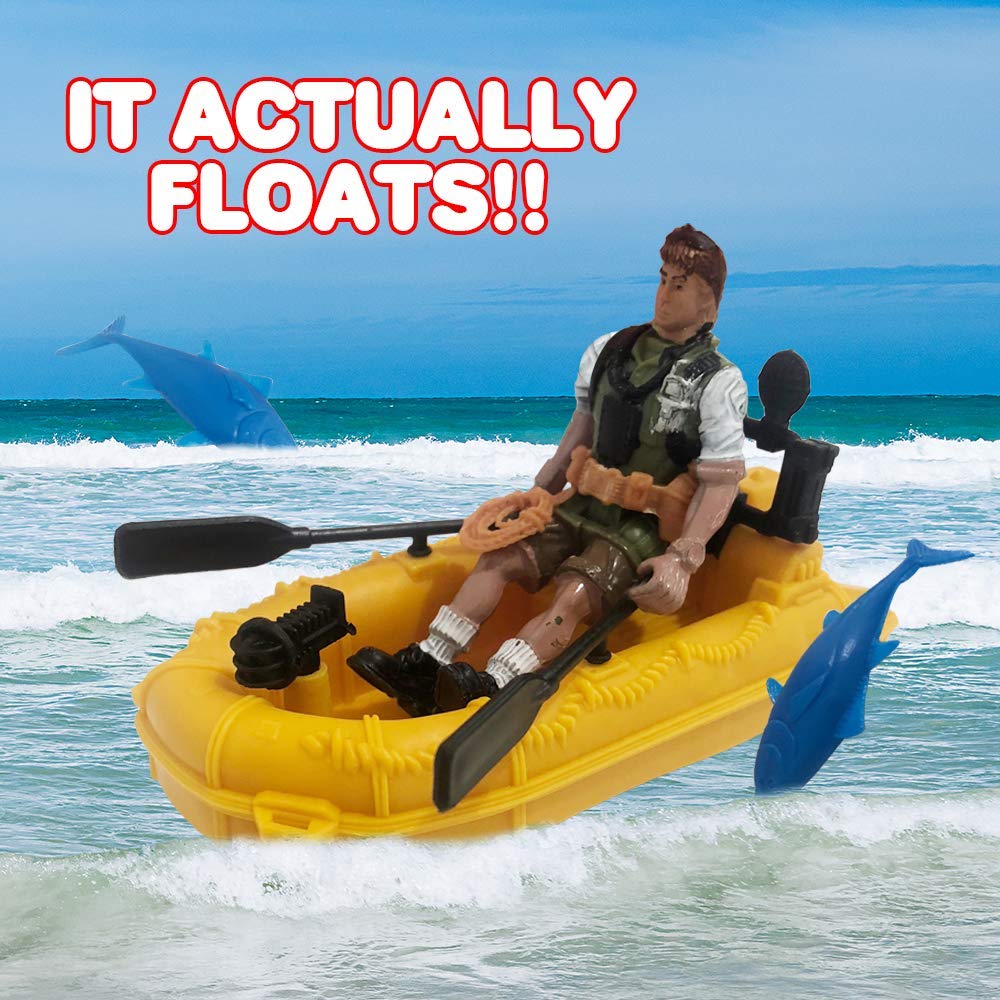 ArtCreativity Small Aquatic Play Set for Kids, Cool Playset with Action Figure, Floating Boat, and 2 Fish, Fun Bathtub Toys for Kids, Great Birthday Gift for Children