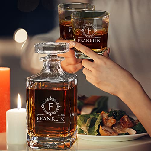 Custom Monogrammed Whiskey Decanter - Engraved with WPS Design