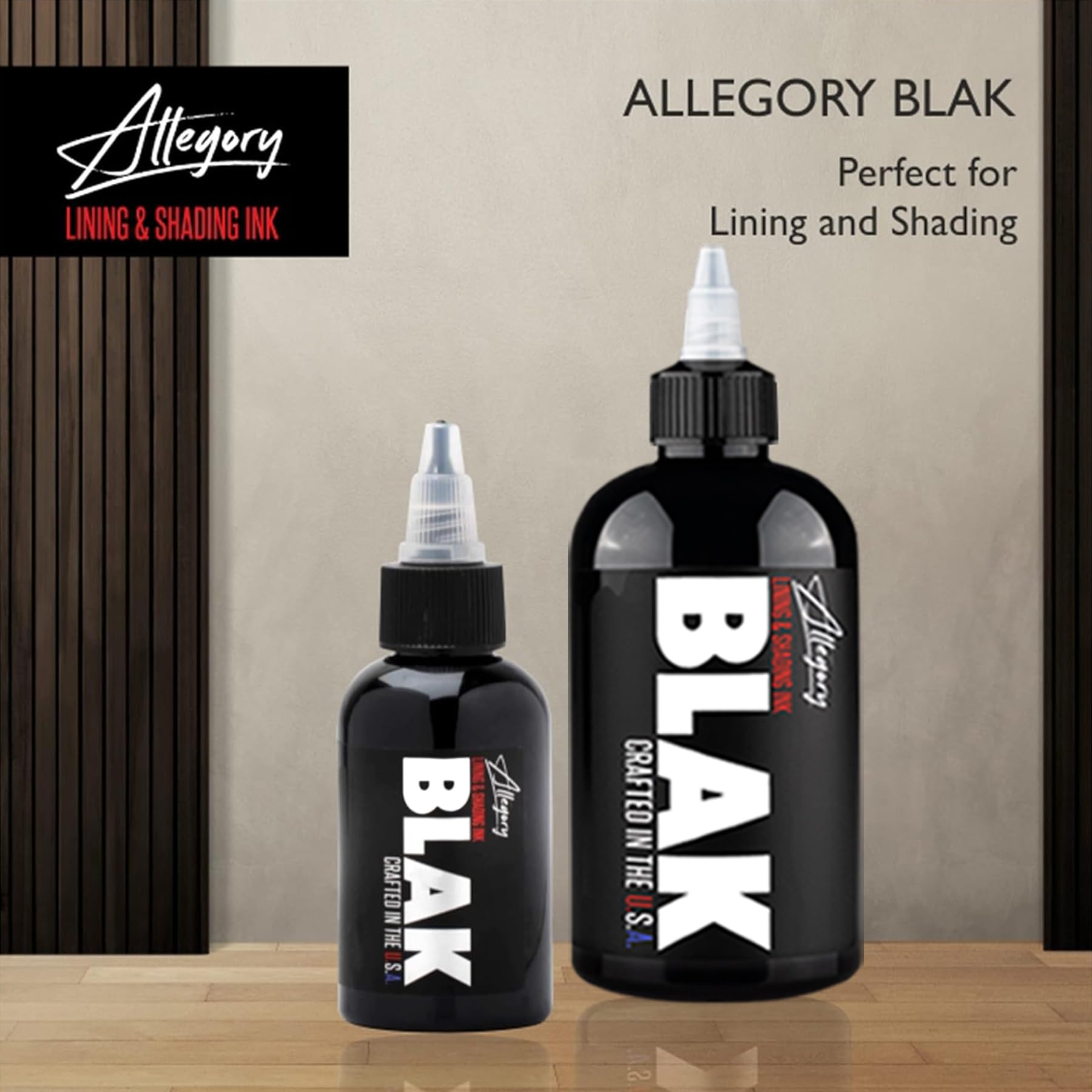 Allegory Tattoo Ink β Blak, Premium Black Tattoo Ink, Perfect for Lining and Shading, Smooth, Consistent Pigment, Vegan Friendly Tattoo Color, Organic Ink, Crafted in The USA, 8 oz