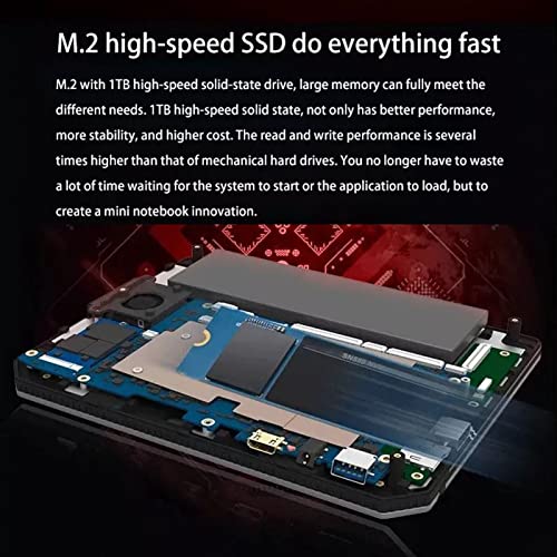 7.0 Inch Touch Screen Ultra Light Mini Laptop, for J4105 High Speed CPU, 12GB RAM 64GB ROM Notebook Computer, Dual Band WiFi, 2 X USB3.0, 2MP 30fps HD Front Camera,BT4.2 (12G+1T US Plug)