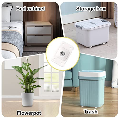 32 PCS Self Adhesive Caster Wheels,Mini Swivel Wheels Stainless Steel Paste Universal Wheel,360 Degree Rotation Sticky Pulley,Small Adhesive Wheels for Furniture Storage Box Trash Can (White)