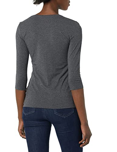 Amazon Essentials Women's Classic-Fit 3/4 Sleeve V-Neck T-Shirt (Available in Plus Size), Charcoal Heather, XX-Large