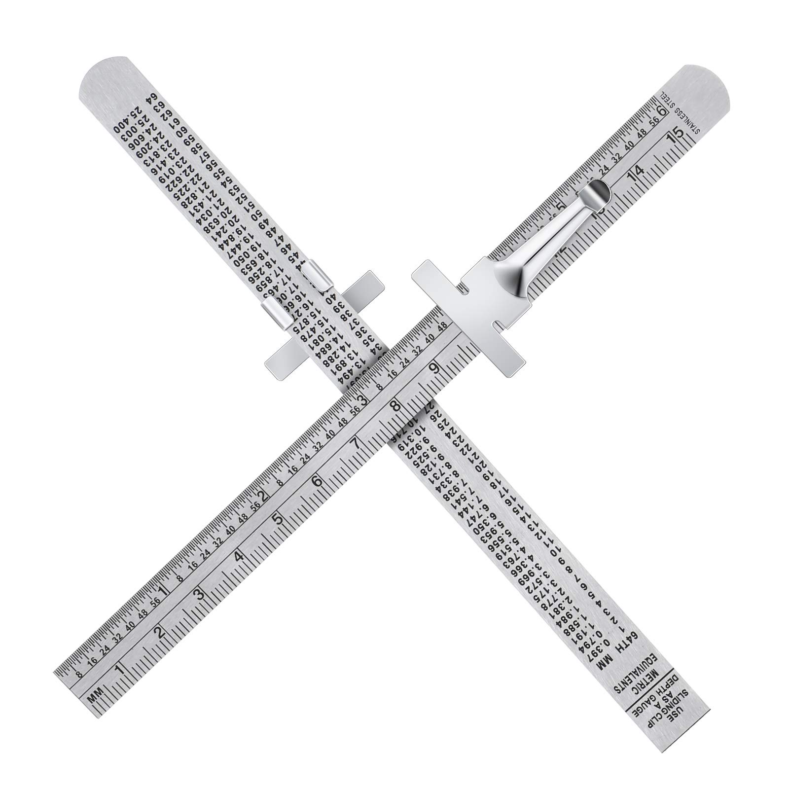 2 Pieces 6 Inch 15 cm Pocket Ruler Flexible Precision Stainless Steel Ruler with Detachable Clips Stainless Steel Pocket Clip Scale Gauge Ruler Metric British System