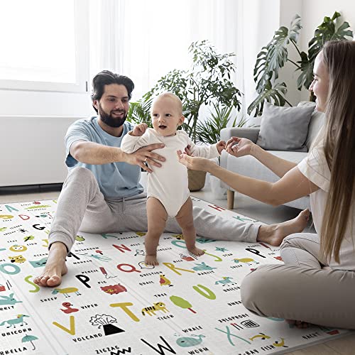 Baby Play Mat 79" X 71",Reversible Waterproof Foldable Foam Floor Playmat for Kids Toddlers, Extra Large Anti- Slip Baby Crawling Mat