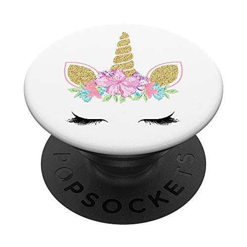 Cute Floral Unicorn Unicorn Face on White PopSockets PopGrip: Swappable Grip for Phones & Tablets