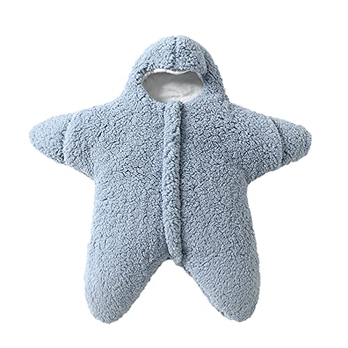 Unisex Baby Wearable Sleeping Bag Cashmere Cotton Starfish Fleece Newborn Wrap Blanket Sack Dibiao Breathable Bag Sleeper for 0-6 Months Baby Boys Girls (vlight Blue)
