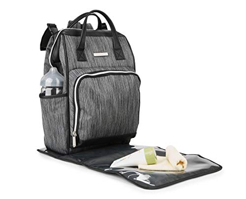 Bananafish Diaper Bag - Multi-Function Design Nappy Bag for Baby Care or Travel - Carry or Wear as Backpack - Large Capacity in Trendy, Stylish Design, Dark Grey