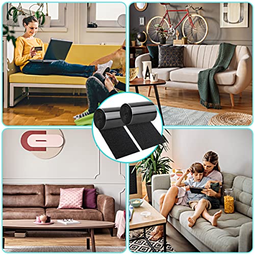 6 in x 10 ft Rolled Couch Cushion Grip Tape, Hook and Loop Tape with Adhesive to Keep Couch Cushions from Sliding, for Couch, Sofa and Mattress (Black)