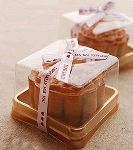 50 Pack Gold bottom Clear cover plastic mini cake box - muffin box - moon cake box - mung bean cake snow Mei Niang box(bottom 2 1/4 Inch X high 1-1/2 Inch)