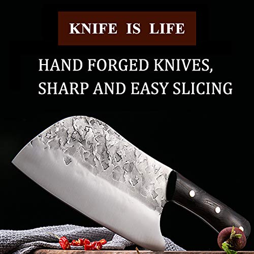Meat and Vegetable Cleaver Knife High Carbon Steel Serbian Chef Knife Full Tang Sharp Kitchen Butcher Knife