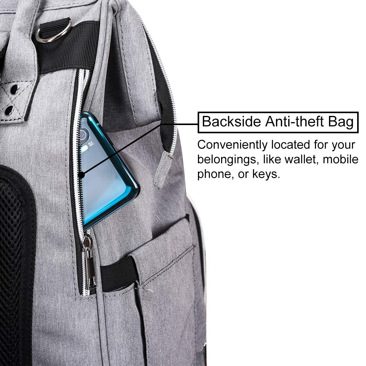 EI Sonador Diaper Bag Backpack, Multi-Function Baby Nappy Bag, Maternity,Large Capacity, with Thermal and Waterproof Pockets, Stroller Straps (Grey)