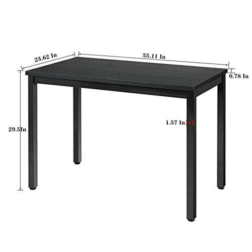 ZHOU2# Home Office Desktop Computer Desk, 55 inch Home Study Writing Table Computer Gaming Table Bedroom Laptop Table, Student Study Workstation Reading Writing Desk PC Laptop Table (Black)