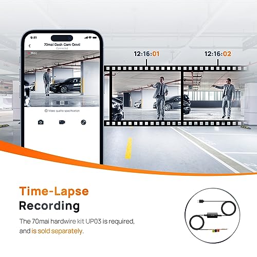 70mai Dash Cam Omni, 360° Rotating, Superior Night Vision,Built-in 128GB eMMC Storage, Time-Lapse Recording, 24H Parking Mode, AI Motion Detection, 1080P Full HD, Built-in GPS, App Control