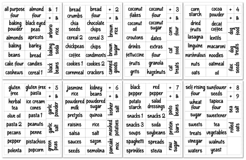 168 Pantry Labels for Food Storage Containers, Black Text Printed on Clear Waterproof Labels, Household Stickers + Numbers, Water Resistant, Organization for Kitchen Jars and Canisters & Storage Bins