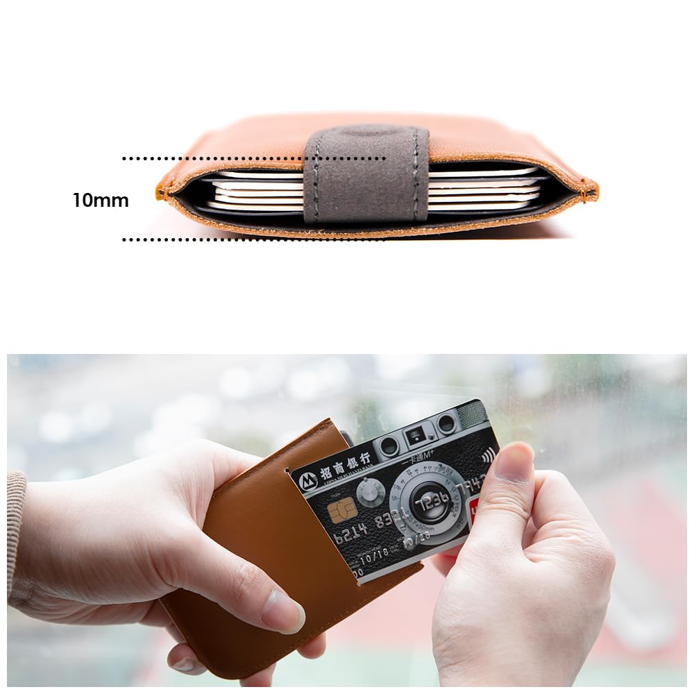 Allocacoc Slim wallet, DesignNest DAX wallet, Cascading pull-tab wallet, Hold upto 6 cards, small wallet, Card holder, Purse (Brown, Leather)