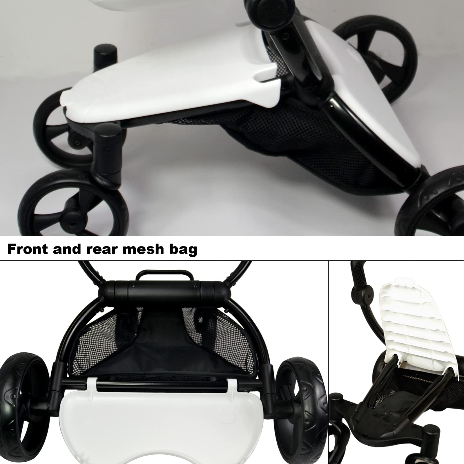 Anivia Luxury Baby Doll Stroller for 18" & 20" Girl Dolls - Doll Stroller with Folding Canopy, Mute Wheels and 2 Storage Baskets, Easy to Assemble