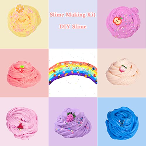 7 Pack Mini Butter Slime Kit for Girls 10-12, with Blue Slime, Lemon Watermelon and Peachybbies Slime Charm etc,DIY Scented Putty Slime for Kids,Soft and Non-Sticky,Cute Stuff Toys