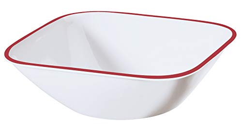 Corelle Vitrelle 18-Piece Service for 6 Dinnerware Set, Triple Layer Glass and Chip Resistant, Lightweight Square Plates and Bowls Set, Splendor
