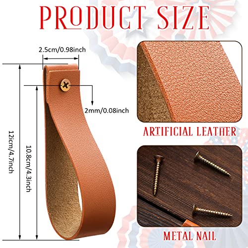 8 Pcs Wall Hooks Wall Hanging Straps Pu Leather Curtain Rod Holder Towel Holders for Wall Faux Leather Strap Hanger Wall Mounted Hooks for Towel Bathroom Kitchen (Yellow)
