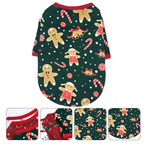 Gingerbread Man Pattern Pet Coat Dog Christmas Clothes Adorable Pet Party Outfit- Pet Party