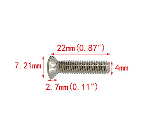 FixtureDisplays® 100PK M4 X 22mm Pitch 0.7mm - Phillips Flat Head Machine Screw (Countersunk) Carbon Steel Nickel Plated Cross Recessed 302232-NPF