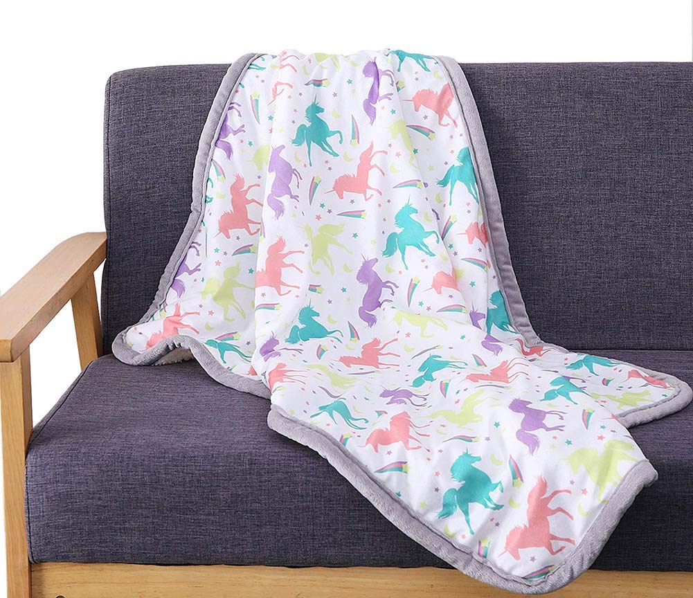 Breathable Baby Blanket Print Fleece Best Registry Gift for Newborn Soft- Perfect for Prince and Princess 30" x 40" (Unicorn)