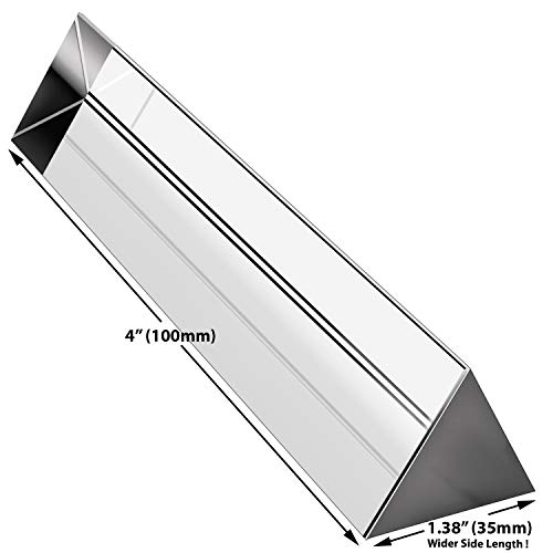 Amlong Crystal 4 inch Optical Glass Equilateral Prism for Teaching Light Spectrum Physics and Photo Photography Prism, 100mm
