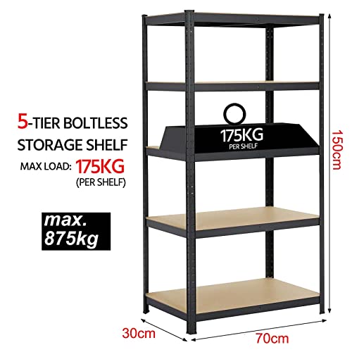 AutoBaBa 5-Tier Metal Shelving Unit Adjustable Garage Storage Utility Rack Heavy Duty Shelves Organization Multipurpose Shelf Warehouse Basement Kitchen Living Room Pantry - 28" L x 12" D x 60" H