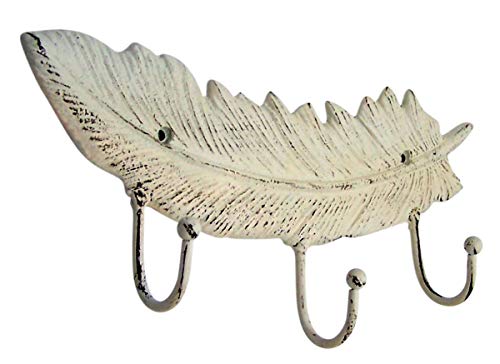 Large Feather Cast Iron Wall Hook, 5 3/4 Inch