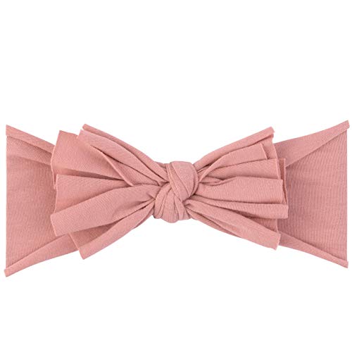 Ely’s & Co. Jersey Swaddle Blanket, Baby Beanie Hat and Bow Headband Set Jersey Cotton Set for Baby Girl – (Dusty Rose)