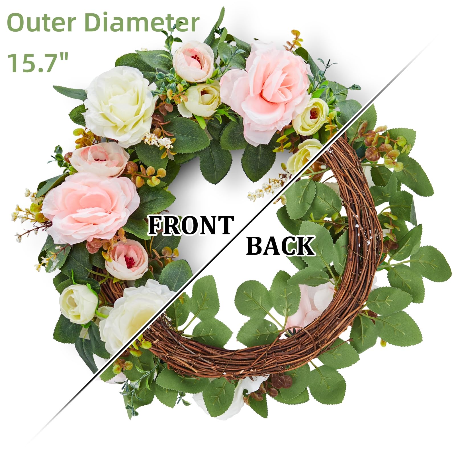 Adeeing Artificial Flower Swag 22-Inch Rose Peony Swag Arch Wreath Centerpiece for Wedding Home Room Garden Lintel Decoration,Pink Peonies