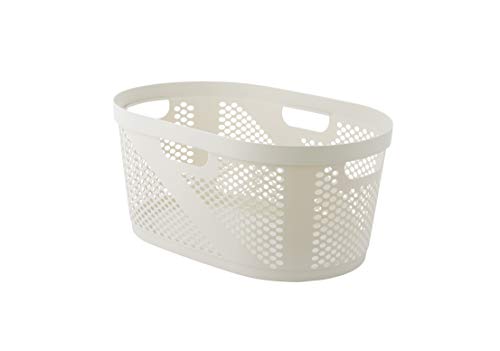 Superio Superio Plastic Laundry Basket, 40 Liter, Dotted Design (Ivory)