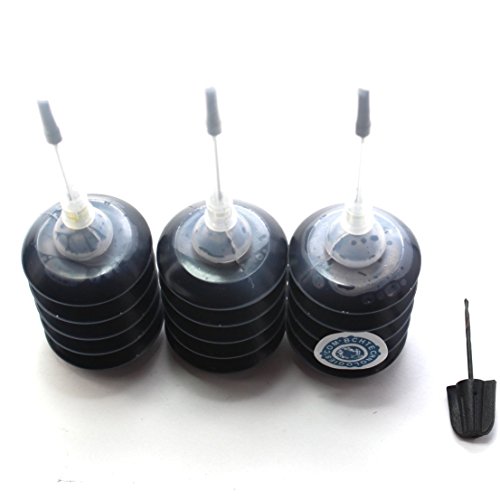 BCH Dye Ink Cartridge Refill Kit for HP 21 56 27 60 61 62 63 64 65 92 94 96 901 74 XL Cartridges 3-Bottle Triple Black ID30-KKK