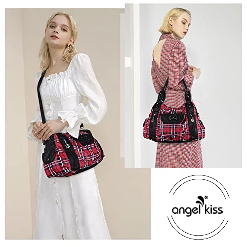Angel Kiss Women Handbags Shoulder Bags Washed Leather Satchel Tote Bag Mutipocket Hobo Purse