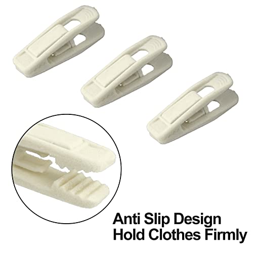Corodo Velvet Hangers Clips, 20 Pack Ivory Pants Hanger Velvet Clips, Strong Hanger Clips Perfect for Thin Felt Hangers
